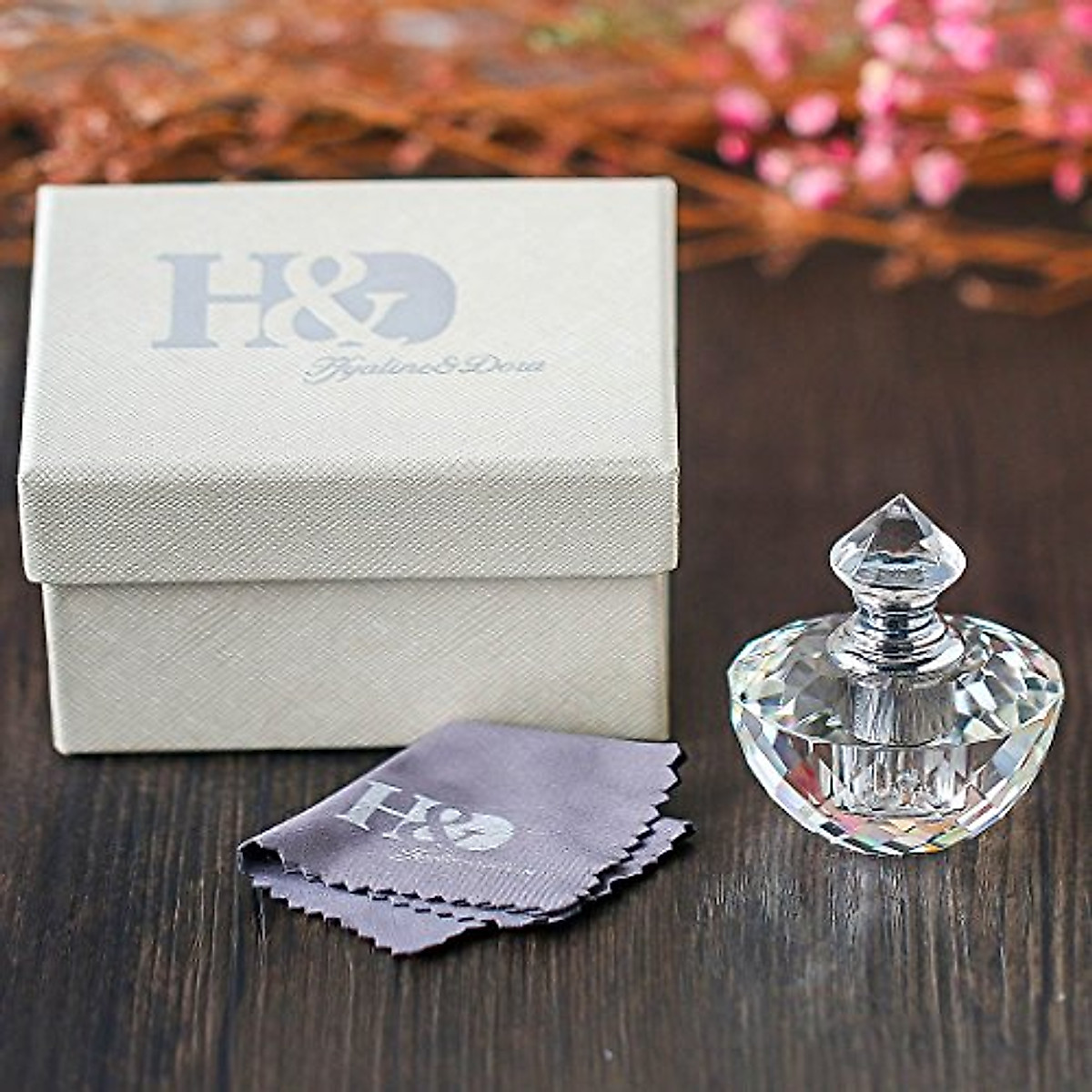 H&D Crystal Glass Art Deco Vintage Style Perfume Bottles Empty Glass Refillable 2ML