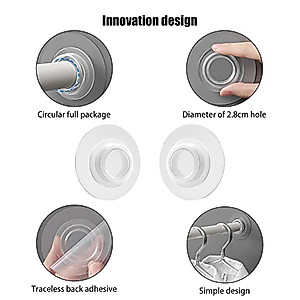 Self Adhesive Telescopic Rod Holder,Mounted-Free Shower Curtain Pole Support,No Drilling Clothes Bar Bracket,Multipurpose Tension Retainer,Non Displacement/Strong Bearing Capacity/Transparent(4pcs)