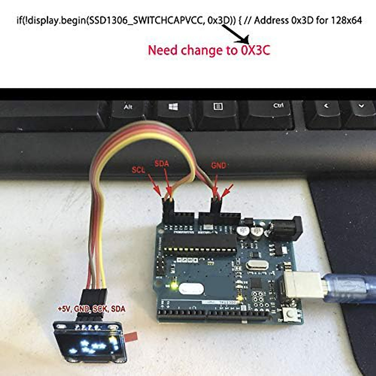 DIYmall 0.96" OLED Module I2C IIC Serial 128X64 OLED Display Module SSD1306 Driver for Arduino 51 MSP420 STIM32 SCR Raspberry PI (1pc X White)
