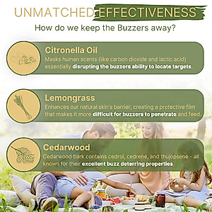 BUZZ DEFENDER 14oz Citronella Candles Outdoor - 100% Natural & Highly Effective 3 Wick Citronella Candles Outdoor - Large Citronella Candle Outdoor - Outdoor Citronella Candles for Patio | 2 Pack, 64h