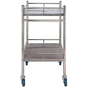Utility Rolling Cart Kitchen Island Trolley Serving Catering Storage Cart Trolley - Double Stainless Steel Medical Stroller Mute Trolley Four-Wheel Beauty Salon Clinic Practical