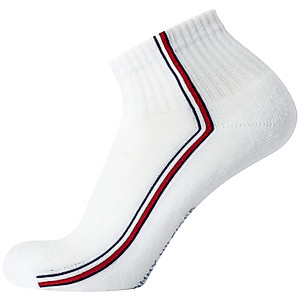 Tommy Hilfiger Men's Quarter Socks - 6 Pack Cushioned Men's Athletic Ankle Socks - Breathable Sports Socks for Men (7-12), Size 7-12, White Multi