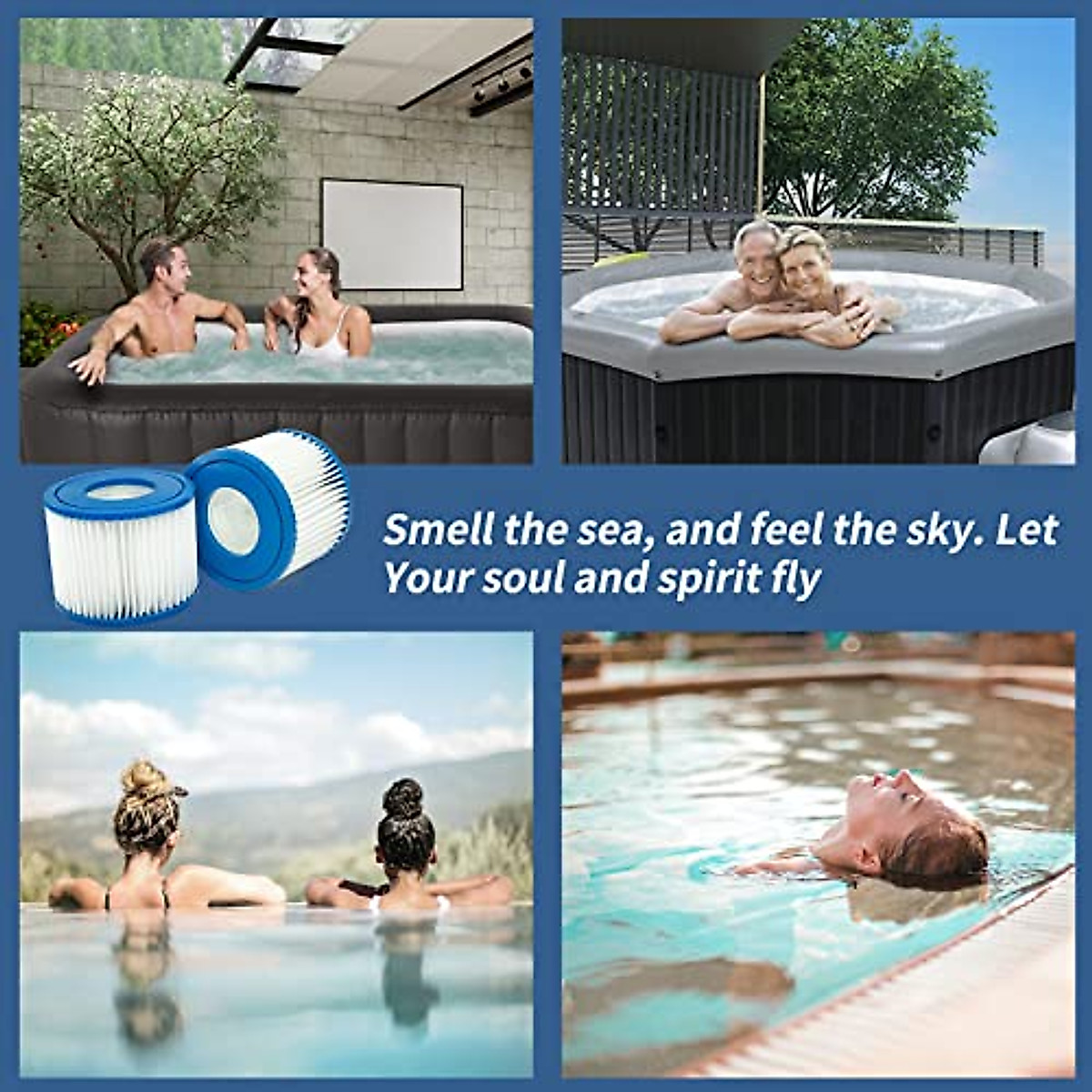 SKTLBB Type vi spa Filters for Coleman hot tub Filters and Other Inflatable hot tubs requiring Type VI Filters, 4.2 x 3.1 inches (4 pcs)