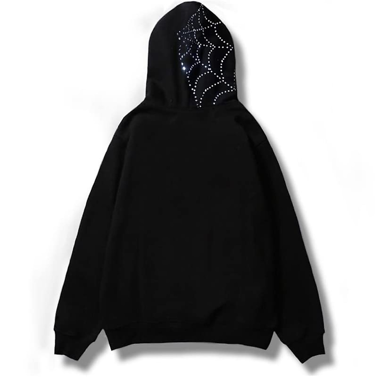 Easyoyo Men Women Y2K Rhinestone Jacket Full Zip Up Hoodies Skeleton Graphic Hooded Sweatshirt Zip-Up Hoodie