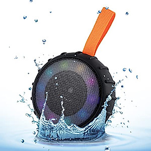 Mini Bluetooth Waterproof Speaker for Shower - True Wireless Speaker with LED Light, Built-in Microphone, 5H Playtime - Portable Speaker for Bathroom, Pool, Beach, Camping, Boating