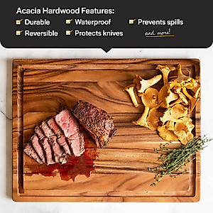 Villa Acacia Wood Cutting Board (24 x 18 x 1.25, Acacia + Groove)