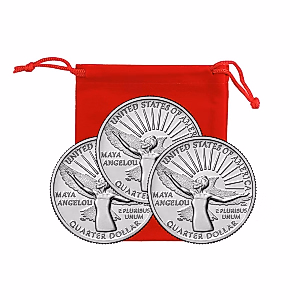 2022 P, D, S Maya Angelou, American Women Quarter Series 3 Coin Set in Red Velvet Bag Uncirculated