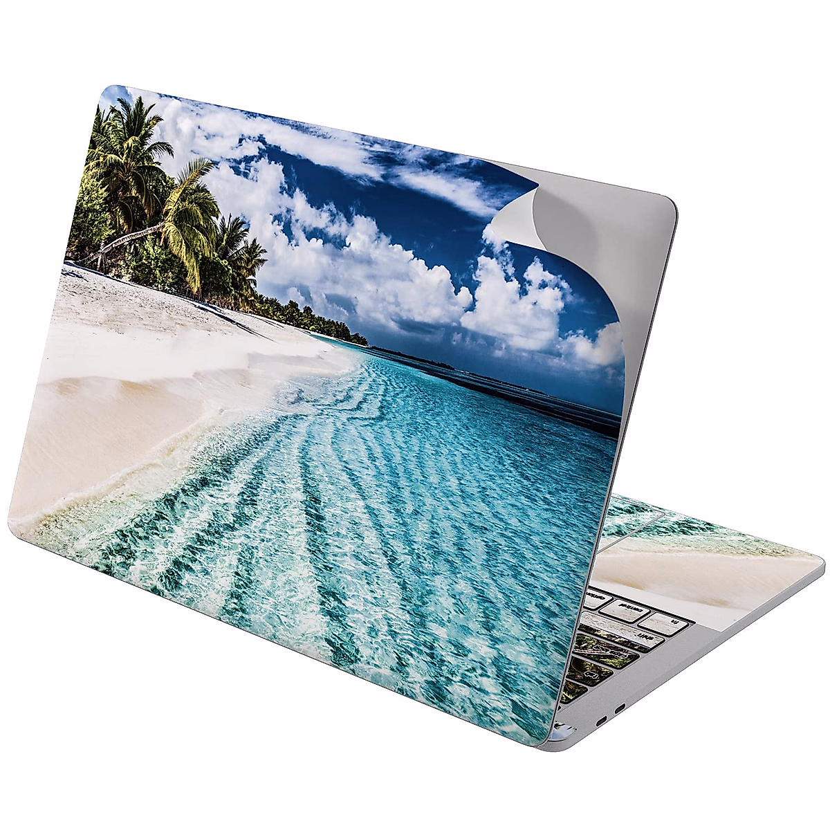 Cavka Vinyl Decal Skin Compatible for MacBook Pro 16 M3 M2 M1 14 2023 Air 15 2022 Retina 2020 Air 13 Mac 12 Laptop Nature Tropicals Ocean Design Sea Beach Sticker Print Blue Tree Palm Cover