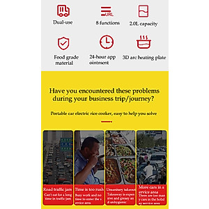 Electric Rice Cooker, Portable Electric Car Truck Food Steamer, Mini Travel Rice Cooker, 12V 100W/24V 200W 2L Portable Meal Heater Food Warmer(12V)