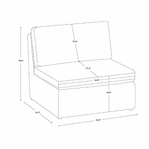 CHITA Modern Upholstered Middle Module for Modular Sectional,Sectional Sofa Couch Accent Armless Chair, Linen