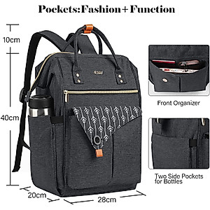 RJEU Backpack for Women, Anti Theft Slim Durable Travel Laptop Backpack with USB Charging Port, Water Resistant College School Backpack Fits 15.6 Inch Notebook, Black