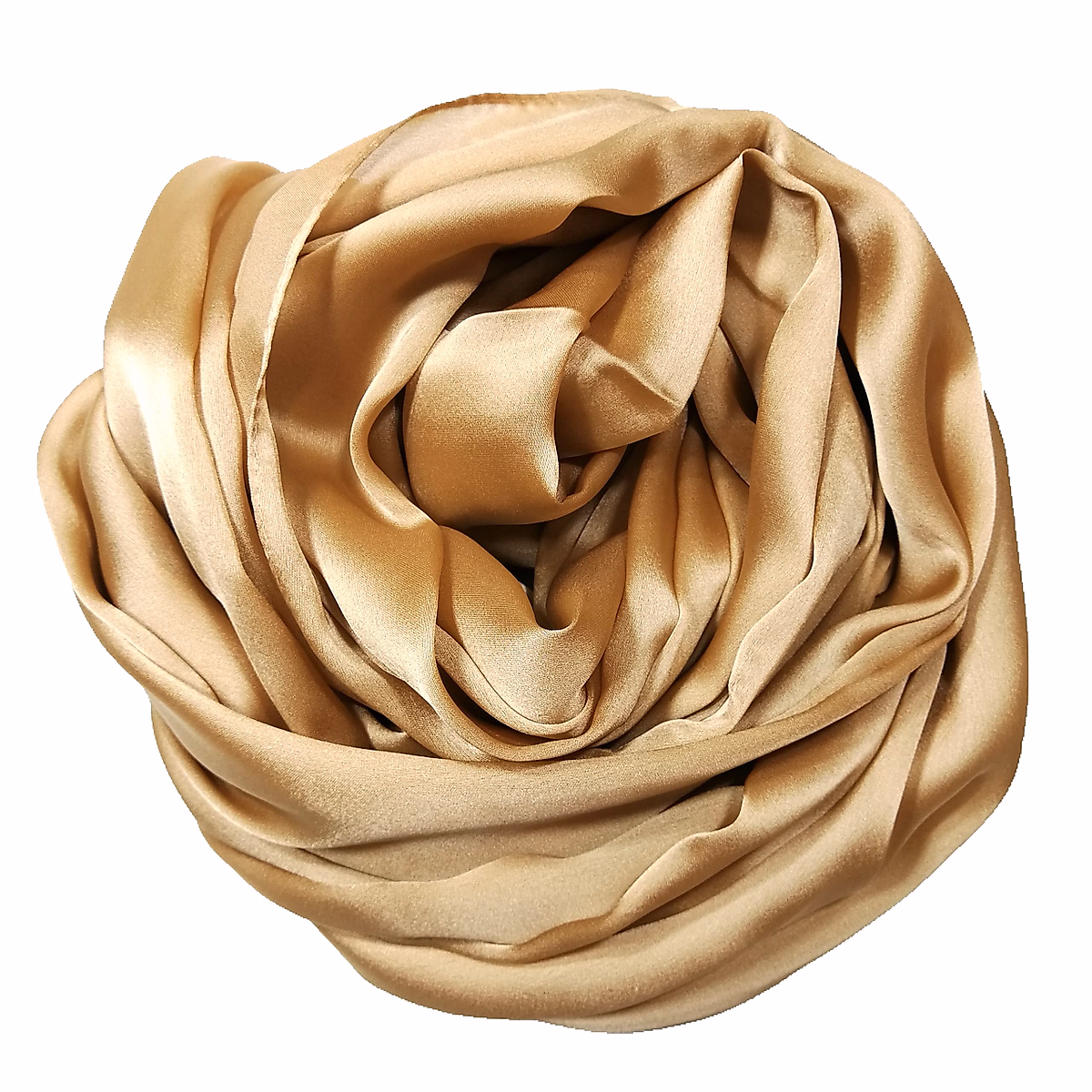 Shanlin Silk Feel Long Satin Patterned & Solid Color Scarves for Women in Gift Box (Solid Color: Bronze)