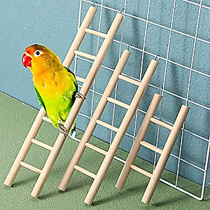 6 Pcs Step Wood Ladder for Bird, 6 Sizes Bird Toys Wooden Ladder Hanging Bird Ladder Parrot Step Ladders Cage Hanging Bird Climbing Toys for Parakeets, Parrots, Cockatoo and Lovebirds