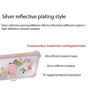 Case for Infinix Smart 6 Case Compatible with Infinix Smart 6 Phone Case Cover [with Tempered Glass Screen Protector][PC + TPU 2 in 1][Ring Support] [Silver Reflect Light] DYF-CSD