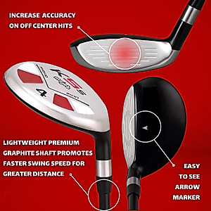 Senior Men’s Majek Golf All Hybrid Complete Full Set, which includes: #4, 5, 6, 7, 8, 9, PW +SW Senior Flex Right Handed New Utility “A” Flex Club