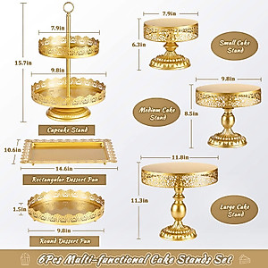 Gold Cake Stands Set for Dessert Table，6 Pcs Wedding Cake Stand&Cupcake Stand Set，Serving Plate Dessert Table Display Set for Wedding/Birthday Party/Home Decoration/Graduation Party (6 Pieces)