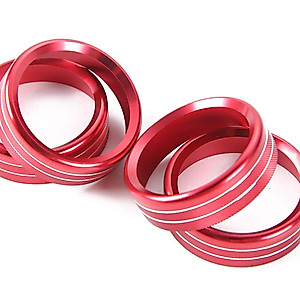Keptrim for F150 Air Conditioner Switches AC VOL Knob Ring Button Trim for Ford F150 XLT 2015 2016 2017 2018 2019 2020, Red Aluminum, 4pcs (Not for 2021 2022)