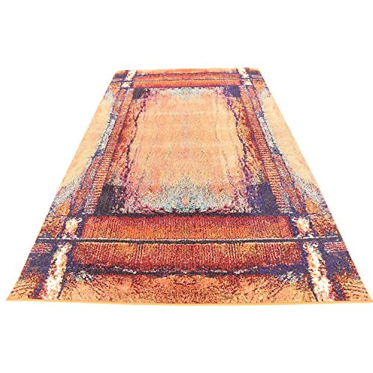 Unique Loom Estrella Collection Rustic, Distressed, Modern, Abstract Area Rug, 5 ft x 8 ft, Orange/Black