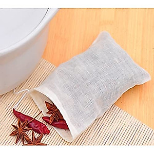 Reusable Sachet Drawstring Packing Bags Cheesecloth Cold Brew Coffee Bags 4X3Inch 50 Pcs for Spice,Tea filter,dried herbs,cooking,soup,odds and ends Tare Weight Saver Wrap Cotton Bag (Natural - 50Pcs)