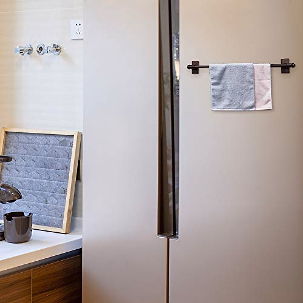 WL.Rocaille Adjustable Magnetic Rods for Mental Appliance, Doors, Windows,16 to 28 Inch/2 Pack/Easy Installation Toilet Towel Bar, Muti-Useful (Black, 2pack)