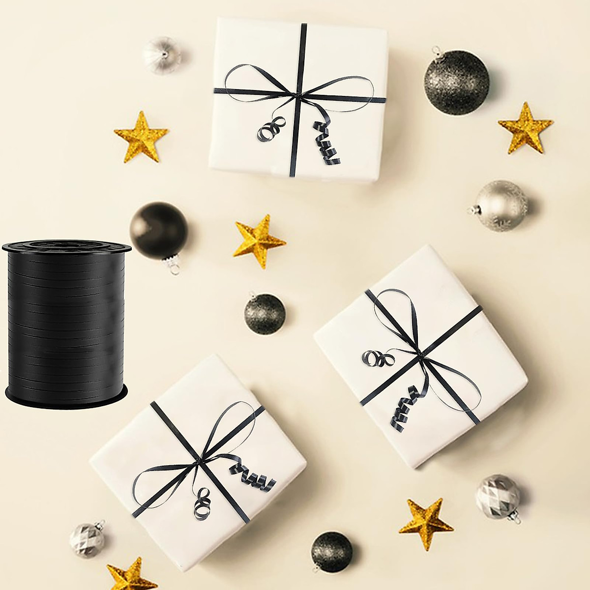 Black Curling Ribbon, 500 Yard Black Ribbon, Curling Ribbon, 1/5" Ribbon Curling for Present Wrapping, Balloon Ribbon, Birthday, Party, Festival, Florist Flowers Decoratio, Art Craft