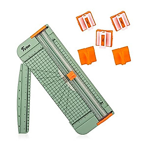 Firbon Morandi A4 Paper Cutter Bundle with 5Pcs Refill Blades, 12 Inch Paper Trimmer with Side Ruler for Scrapbooking, Craft, Coupon, Label, Cardstock