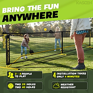KASCEN Pickleball Net - Pickleball Net for Driveway, 22FT USAPA Portable Pickleball Set with Net, Pickle Ball Net with 4 Pickleballs & Carry Bag, Pickle Ball Net for Outdoor Indoor Court Backyard