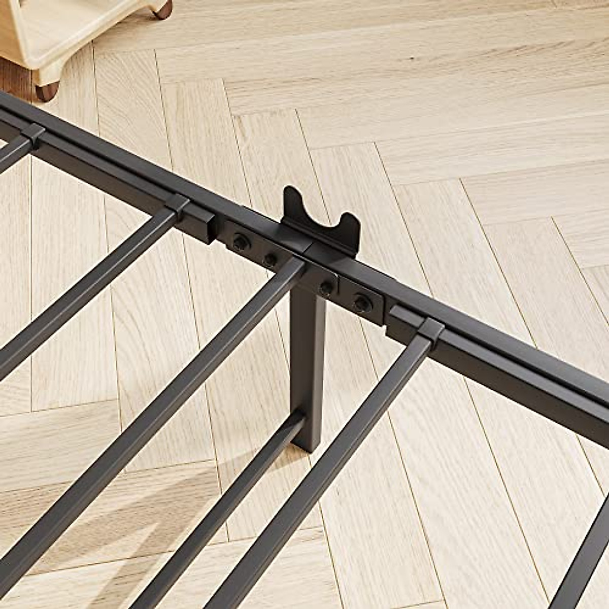 HOJINLINERO Twin Bed Frames with Wood Headboard,Platform Bed Frame Twin No Box Spring Needed,Heavy Duty Steel Slats, More Sturdy, Noise-Free,Rustic Brown