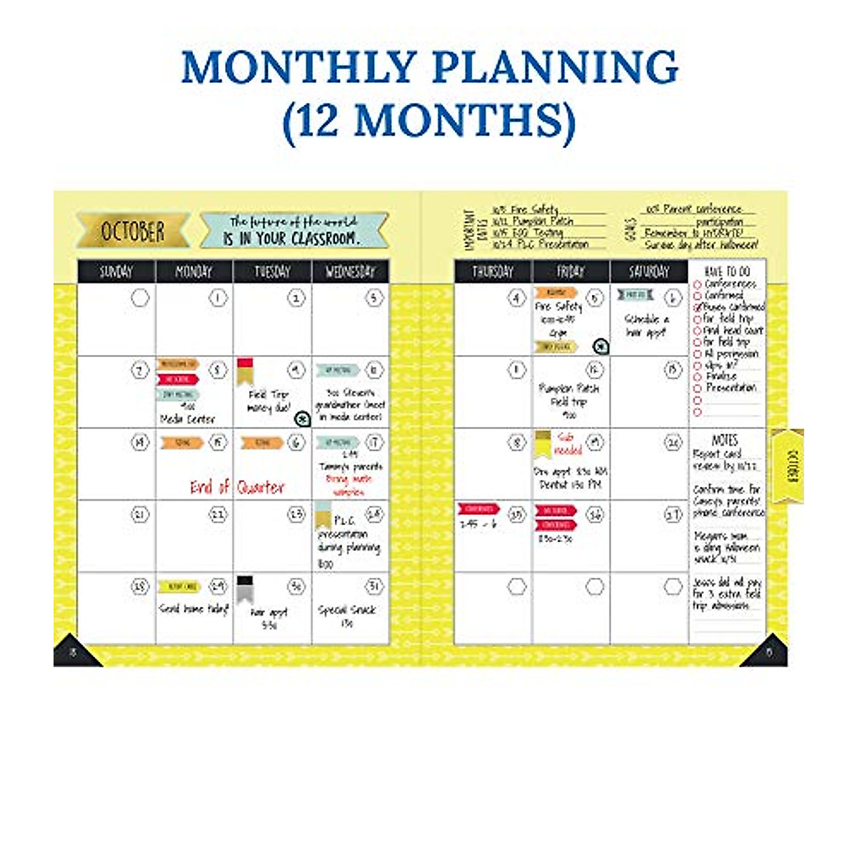 Carson Dellosa Aim High Teacher Planner, 8" x 11" Spiral Bound Planner With Planner Stickers, Daily Planner, Weekly Planner, Grade Book and Lesson Planner Book for Teachers