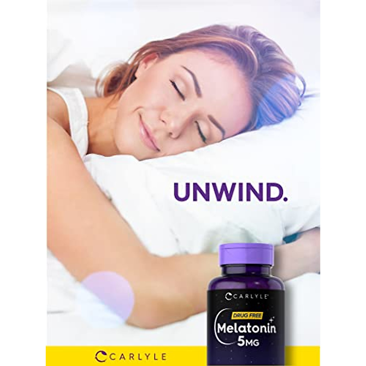 Carlyle Melatonin 5mg | 300 Tablets | Drug Free Supplement | Vegetarian, Non-GMO, Gluten Free