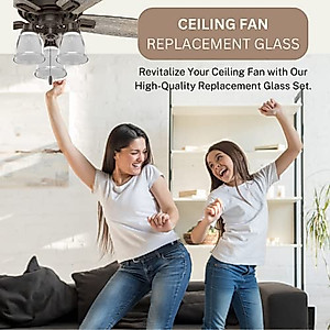 LIGHTACCENT Clear Glass Ceiling Fan Light Covers, Glass Lamp Shade Replacement for Ceiling Fans with Lights, Ceiling Fan Globe Replacement, Fan Light Cover, Black Light, 4-Pack Set of 4