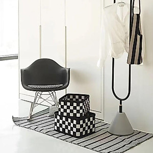 generic Black and White Checkerboard Felt Storage Basket for Bedroom, Foldable High Capacity Desktop Makeup Organizer Decorative Sundries Box(S), AM0X2Z0E3WPUS