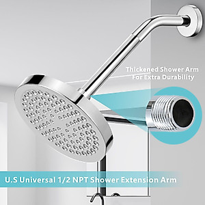 Nuodan Shower Head Extension Arm, Solid Stainless Steel Shower Pipe Extension, For Lowering or Extending Showerhead (6 Inch, Chrome)