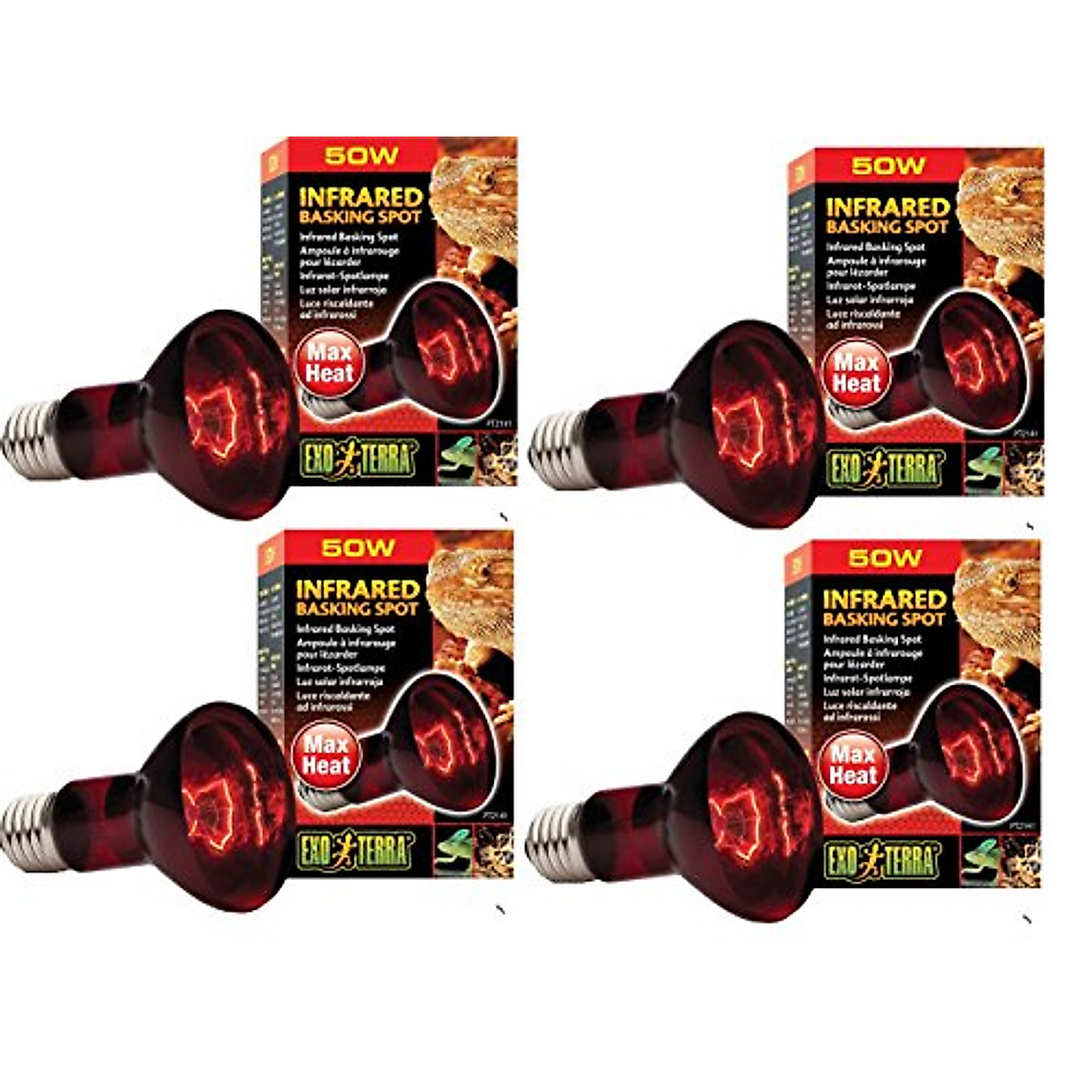 Exo Terra Heat-Glo Infrared Spot Lamp, 50-Watt/120-Volt (4 Pack)