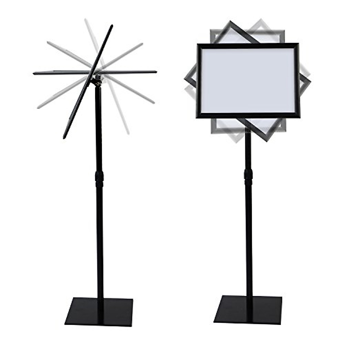 Adjustable Heavy Duty Pedestal Sign Holder Poster Stand - 8.5x11 Inch Vertical & Horizontal Sign Stand Displayed Poster Holder - Steel Square Base Sign Stands for Display, Advertisement & Outdoor Sign