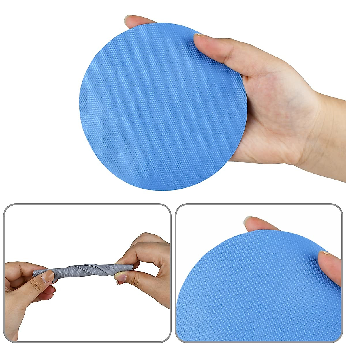 8 Pcs Reusable Jar Opener Gripper Pads Rubber Jar Opener Gripper Pads Multi-function Jar Opener for Elderly People with Arthritis and Weak hands (Blue, Gray)