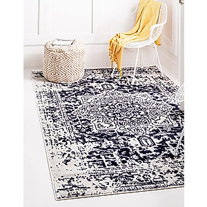 Rugs.com Arlington Collection Rug – 10' x 14' Blue Medium-Pile Rug Perfect for Living Rooms, Large Dining Rooms, Open Floorplans