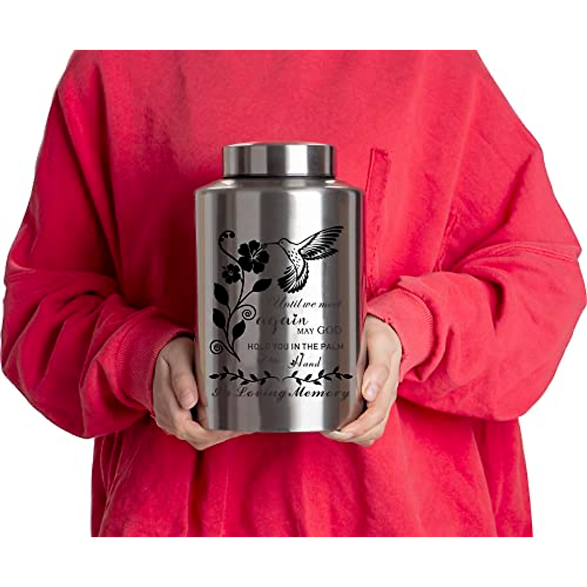 Cremation Urn for Ashes Large Urn for Human Ashes Memory Decorative Funeral Burial Urn Keepsake for Male Female Ashes with Velvet Bag up to 220 lbs Hummingbird Tree of Life Stainless Steel