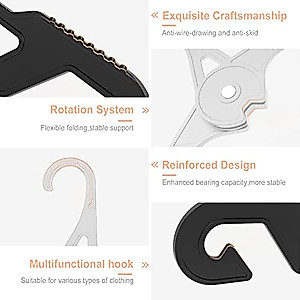 NICEDACK Premium Travel Hangers 6 Pack Portable Folding Clothes Hangers - Super Bearing Collapsible Hanger Foldable Clothes Drying Rack for Travel, Indoor and Outdoor Use (6 Pack 3Black/3White)