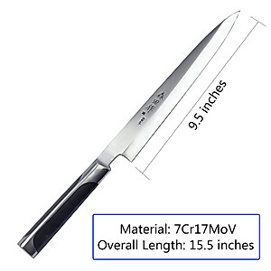 CHUYIREN Sushi Knife Sashimi Knife- 9.5 inch(240mm) 2PK, Wooden Handle And Stainless Steel Handle