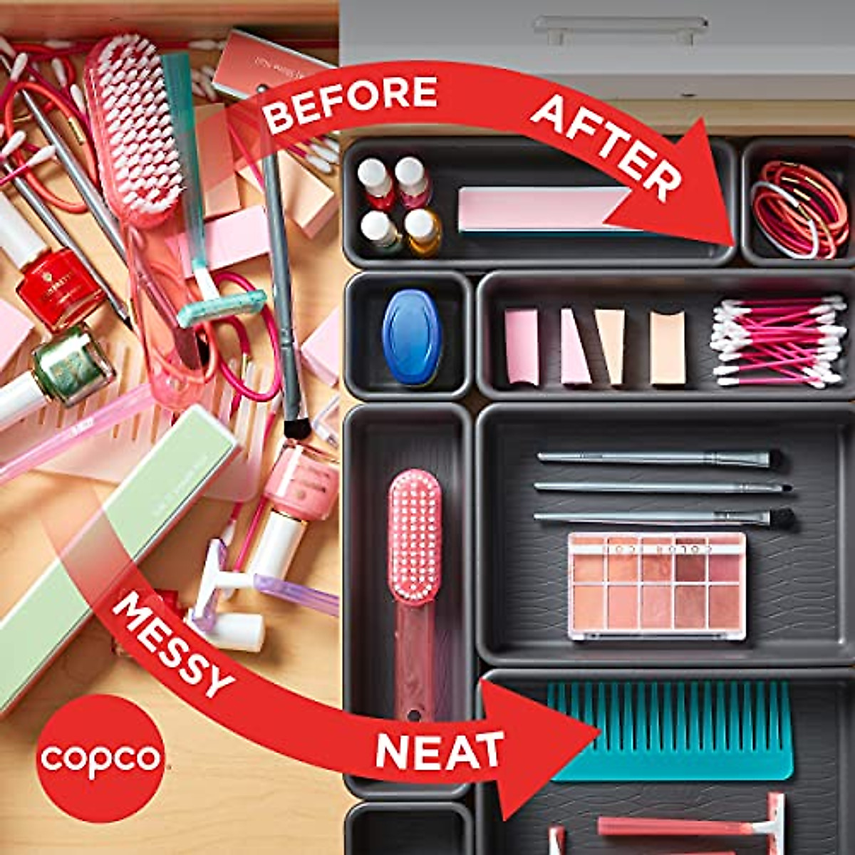 Copco Basics Interlocking Bin Set, 8-Piece, Charcoal Gray