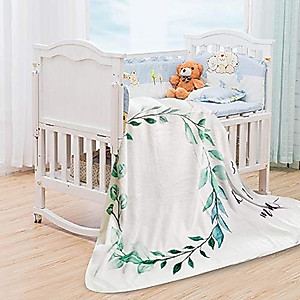 Tebaby Baby Monthly Milestone Blanket Boy - Newborn Month Blanket Unisex Neutral Personalized Shower Gift Leaf Nursery Decor Photography Background Prop with Wooden Wreath Large 51''x40''