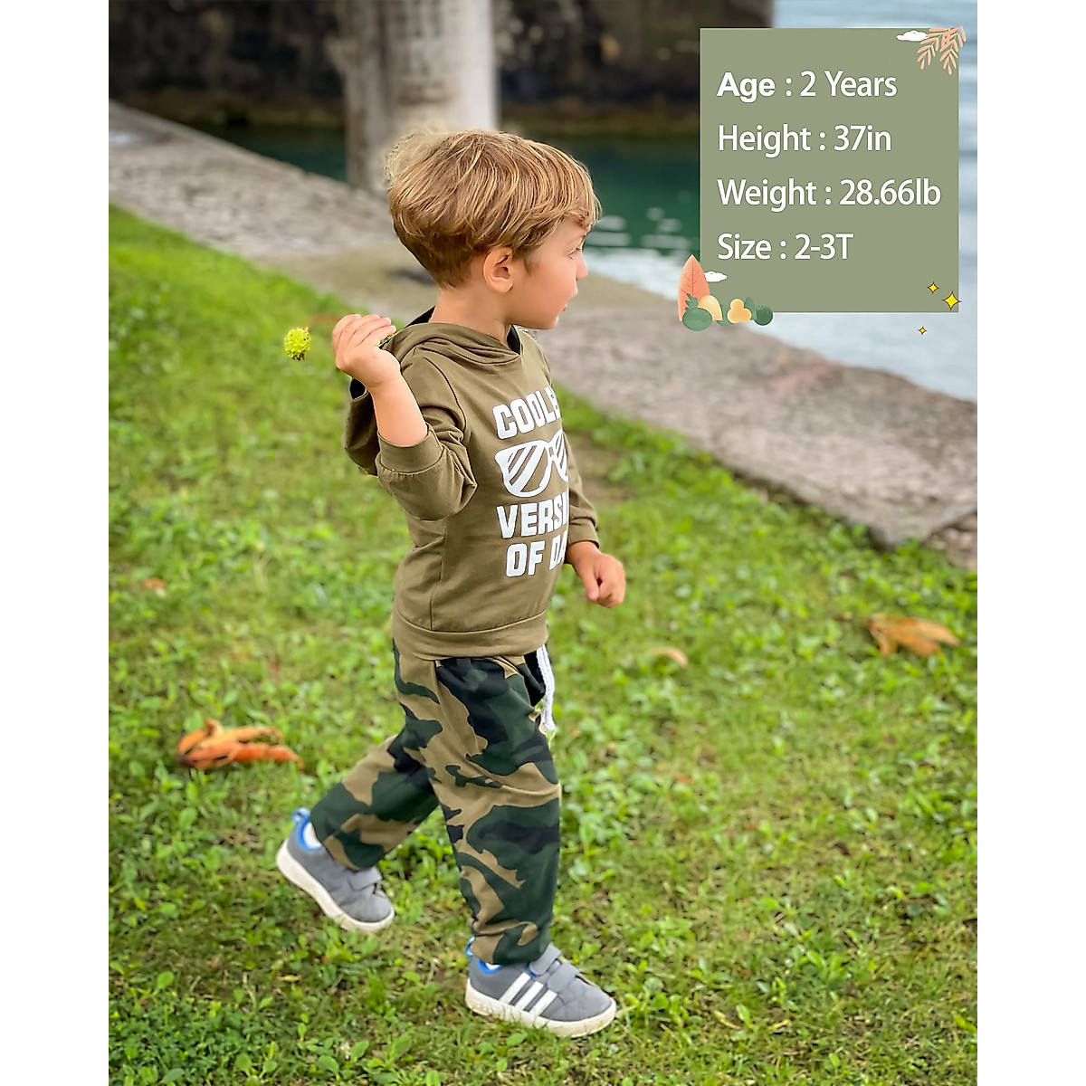 ZOEREA Toddler Baby Boys Clothes Letter Printed Hoodie Sweatshirt Tops+Camouflage Long Pants 2PCS Outfits Set