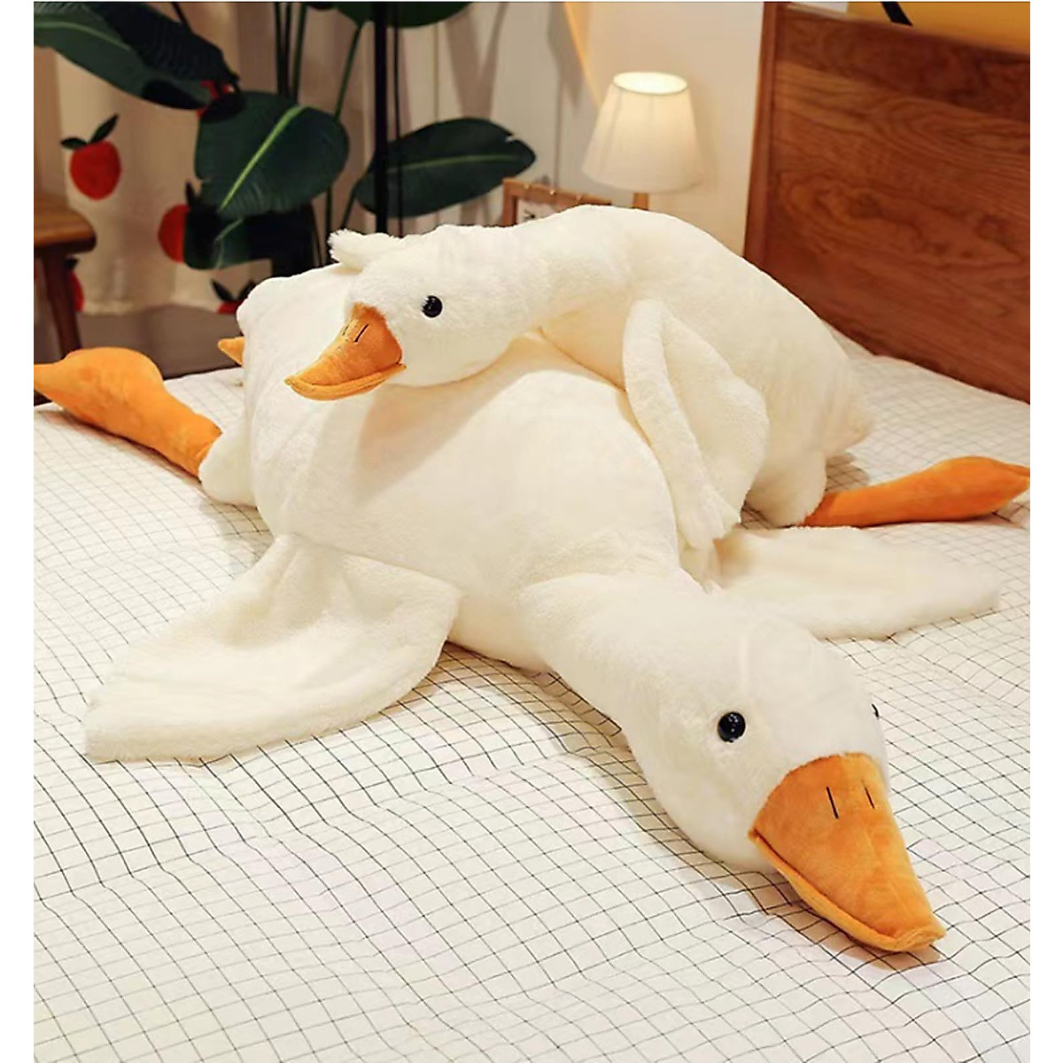 Bacmaze Goose Stuffed Animal Plush Pillow Big Duck Plushies Doll Cute Toy Goose Plush Xmas Gifts 20'' (19.7 inch, White Goose)