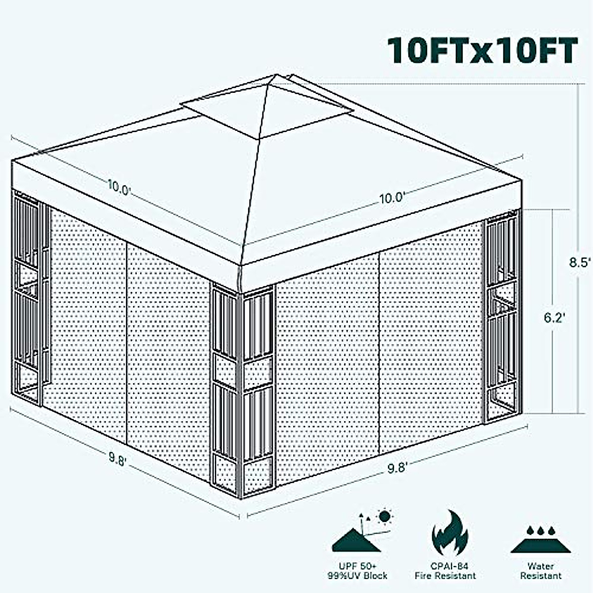 Grand patio 10x10 Ft Patio Gazebo with Mesh Netting Outdoor Canopy for Backyard, Garden, Pool-Side