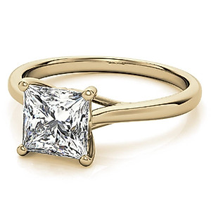 10K Solid Yellow Gold Handmade Engagement Ring, 3 CT Princess Cut Moissanite Diamond Solitaire Wedding/Bridal Rings for Women/Her, Minimalist Rings Anniversary Ring For Gifts (8.5)