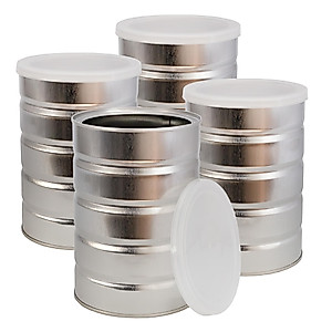 Cornucopia Empty Coffee Cans (4-Pack); Metal Cans for Kitchen Storage, Coffee Packaging and Arts & Crafts