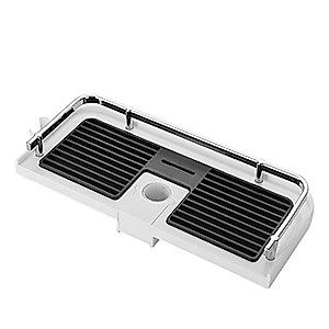 Linkidea Direct Shower Caddy Shelf for 22/24/25 mm Slide Bar, Bathroom Shower Rack Organizer Sponge Holder for Shampoo Soap with Stainless Steel Guardrail and Hanging Hook (White)