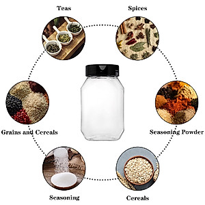 ZILAMGOO Dicunoy 16-Pack 17oz Plastic Spice Containers with Shaker Lids - Reusable Airtight Food Storage Jars for Spices, Powder, Bulk Pantry Organization (Clear PET, 500ml)