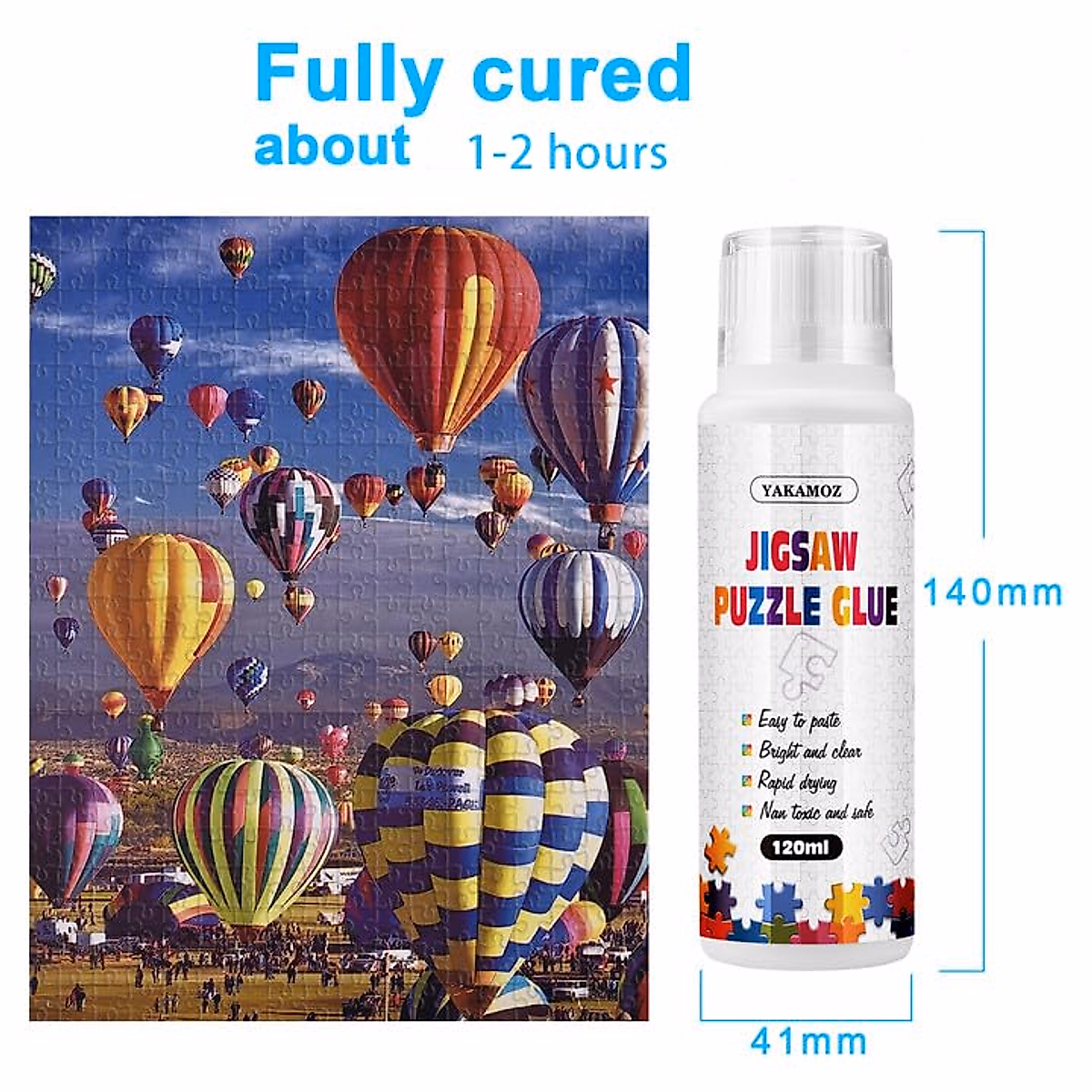 YAKAMOZ Updated Jigsaw Puzzle Glue With New Sponge Head for Adults - Clear Water-Soluble Special Craft Glue, Quick Dry for 1000/1500/3000 Pieces, 120ML